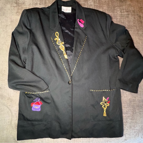 graver studio | Jackets & Coats | Vintage 8s Black Blazer Hat Button ...